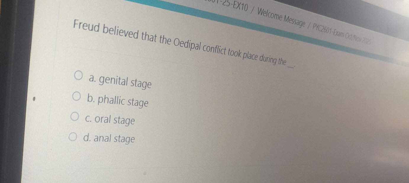 Freud believed that the Oedipal conflict | StudyX