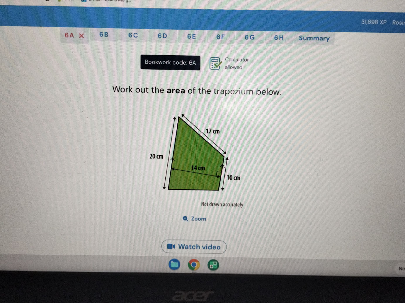 Work out the area of the trapezium below. | StudyX