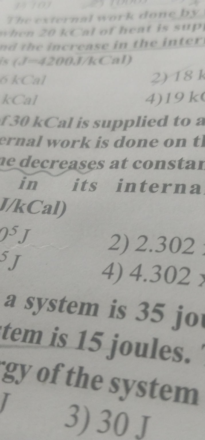 The external work done by when 20 kCal of | StudyX