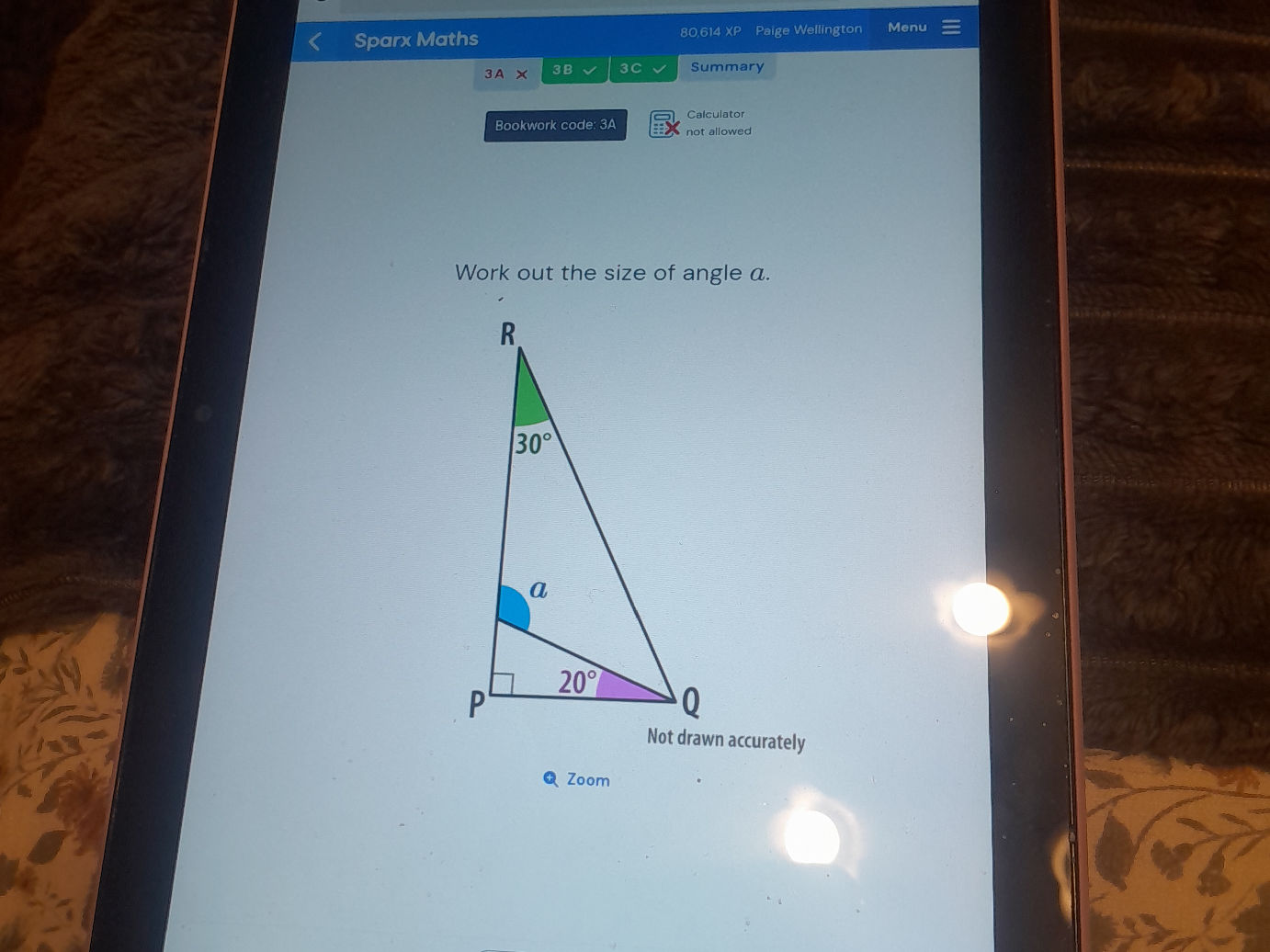 Work out the size of angle $a$. The image | StudyX