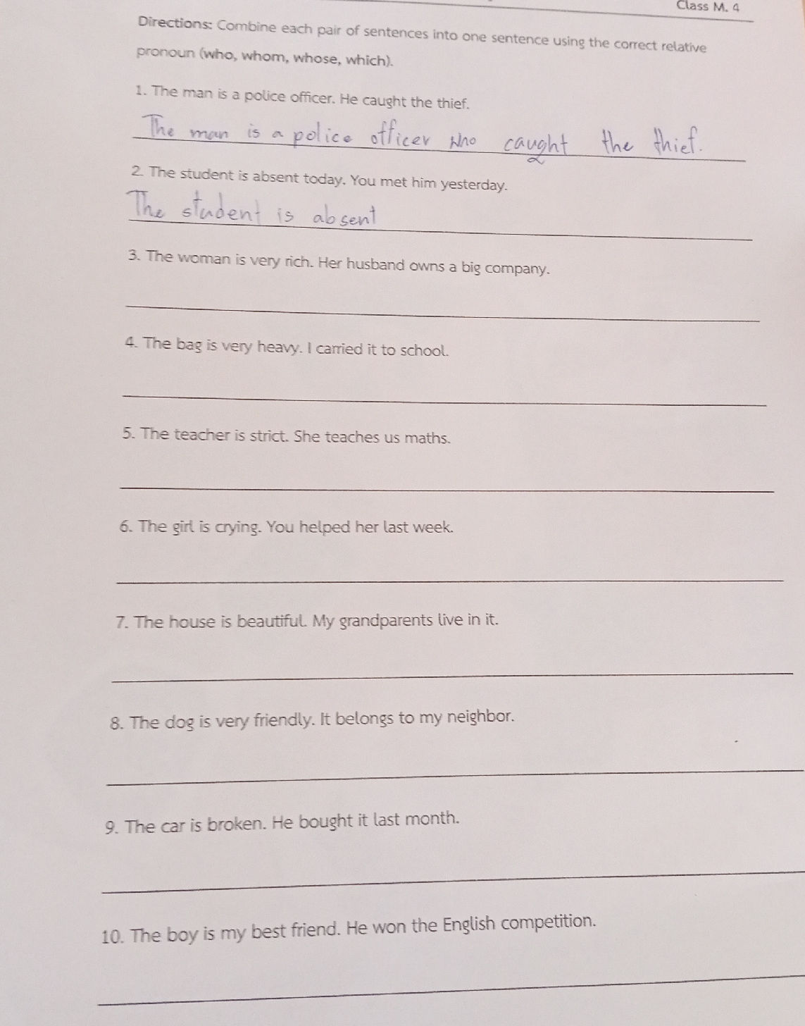 Directions: Combine each pair of sentences | StudyX