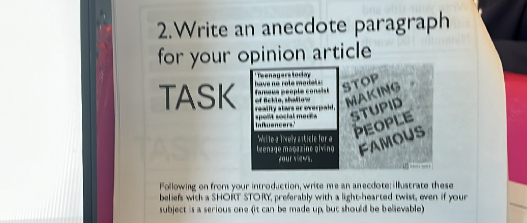 2. Write an anecdote paragraph for your | StudyX