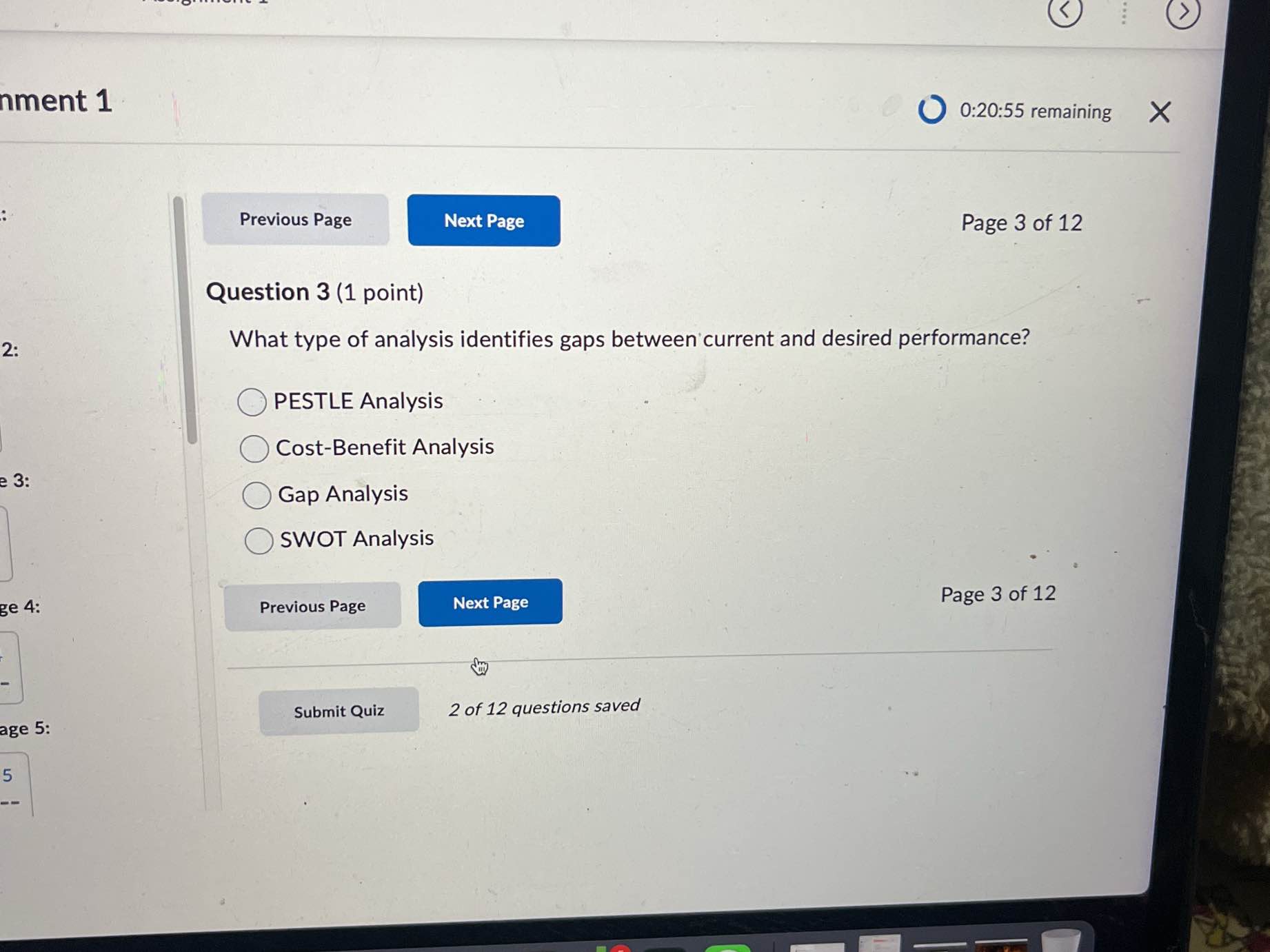 Question 3 (1 point) What type of analysis | StudyX
