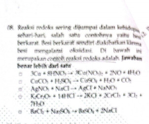 Reaksi redoks sering dijumpai dalam | StudyX