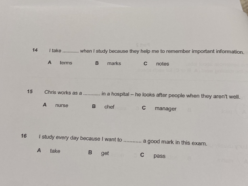 14 I take ............ when I study because | StudyX