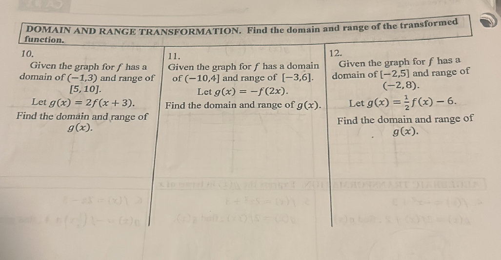DOMAIN AND RANGE TRANSFORMATION. Find the | StudyX