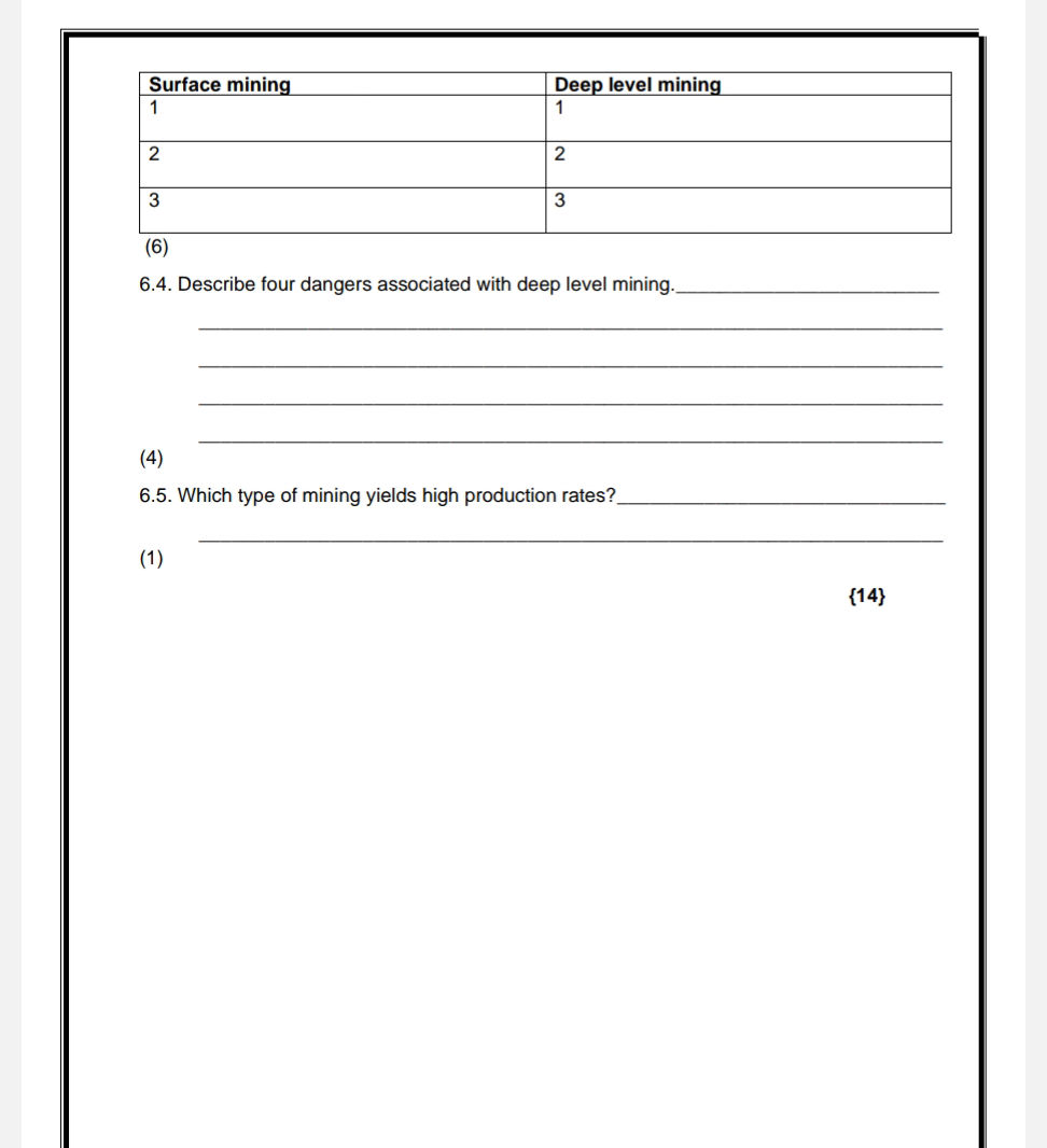 Surface mining | Deep level mining ---|--- 1 | StudyX