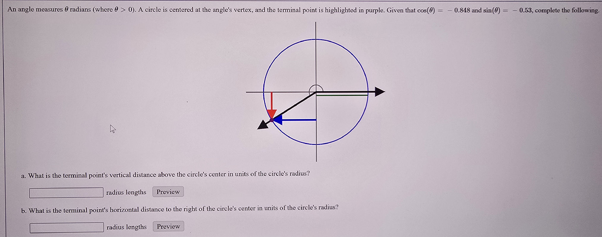 An angle measures $ $ radians (where $ > | StudyX