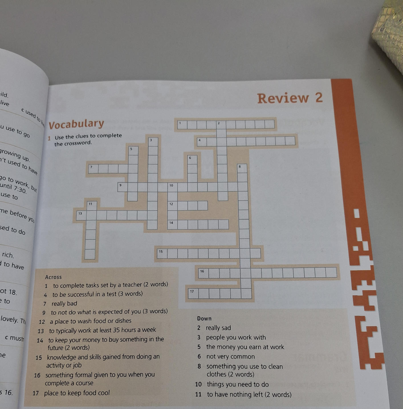 Review 2 Vocabulary 1 Use the clues to | StudyX