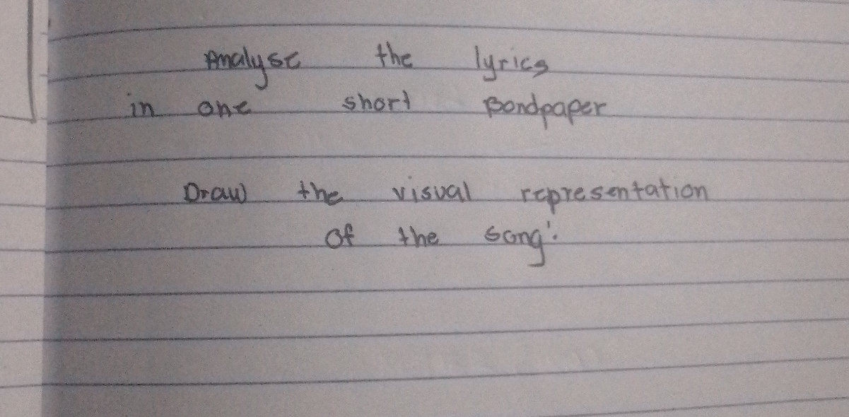 Analyse the lyrics in one short Bondpaper | StudyX