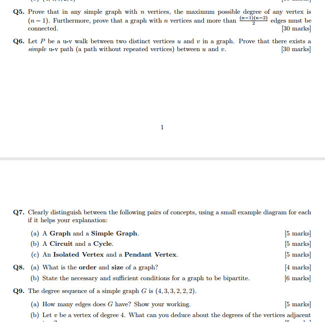 Q5. Prove that in any simple graph with $n$