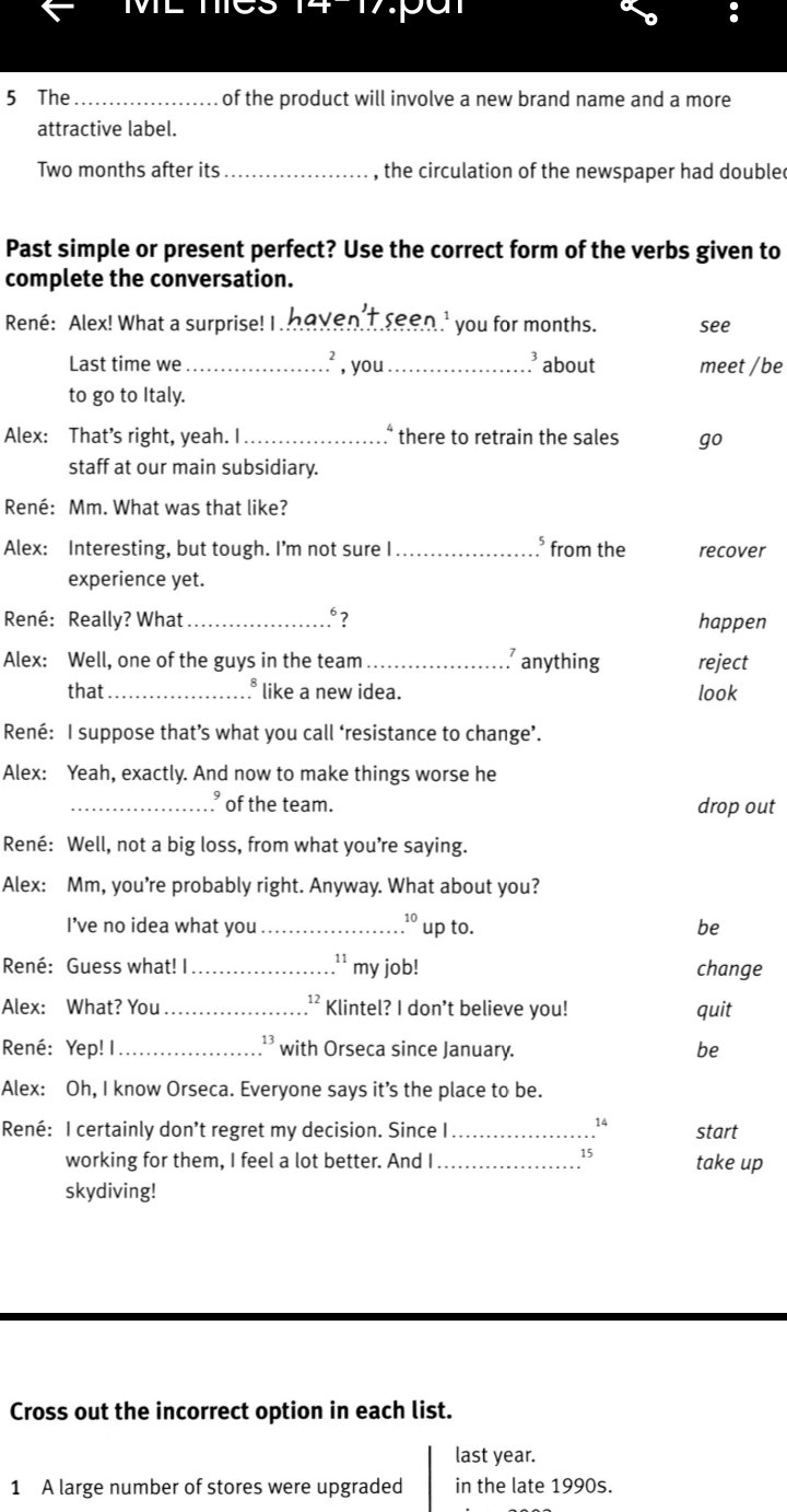 Past simple or present perfect? Use the | StudyX