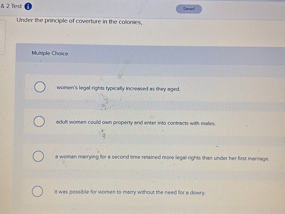 Under the principle of coverture in the | StudyX