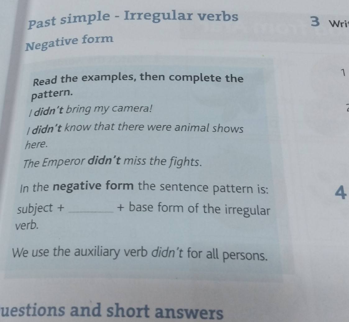Past simple - Irregular verbs Negative form | StudyX