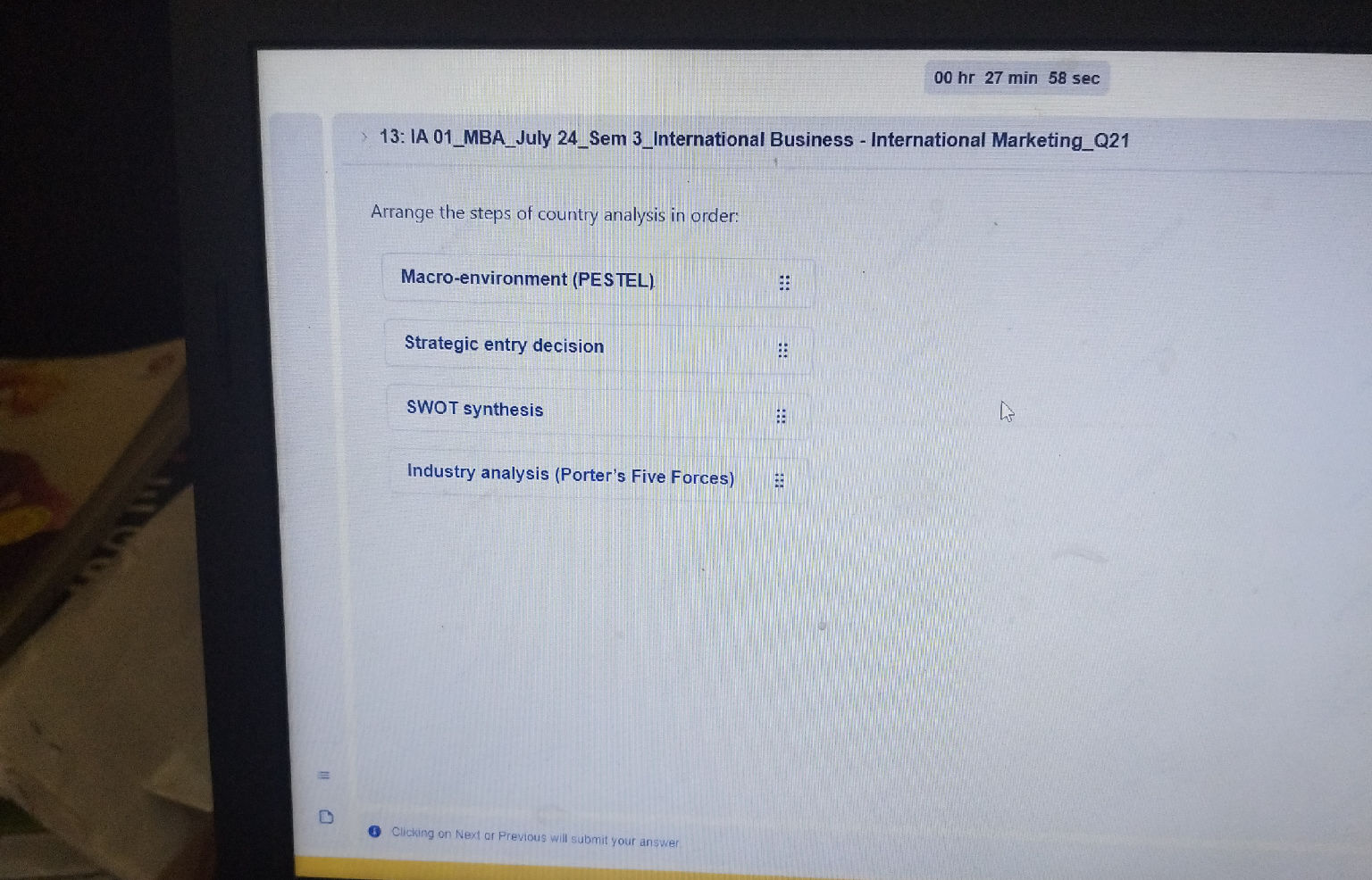 Arrange the steps of country analysis in | StudyX