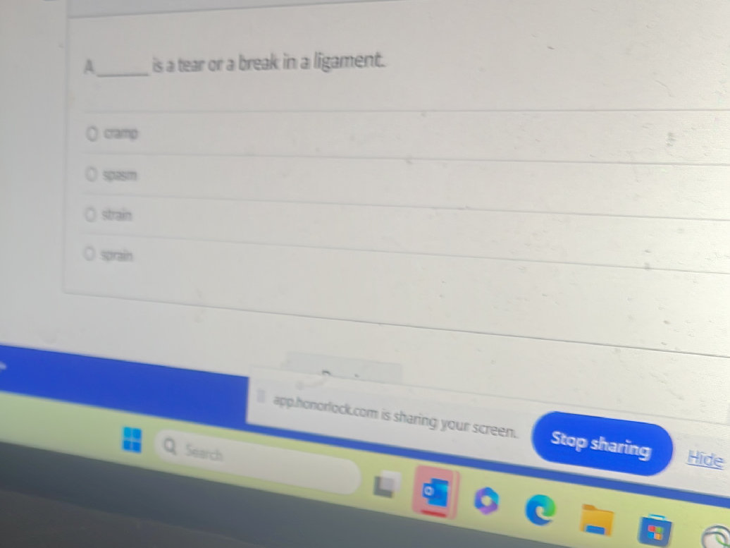 A ______ is a tear or a break in a ligament. | StudyX