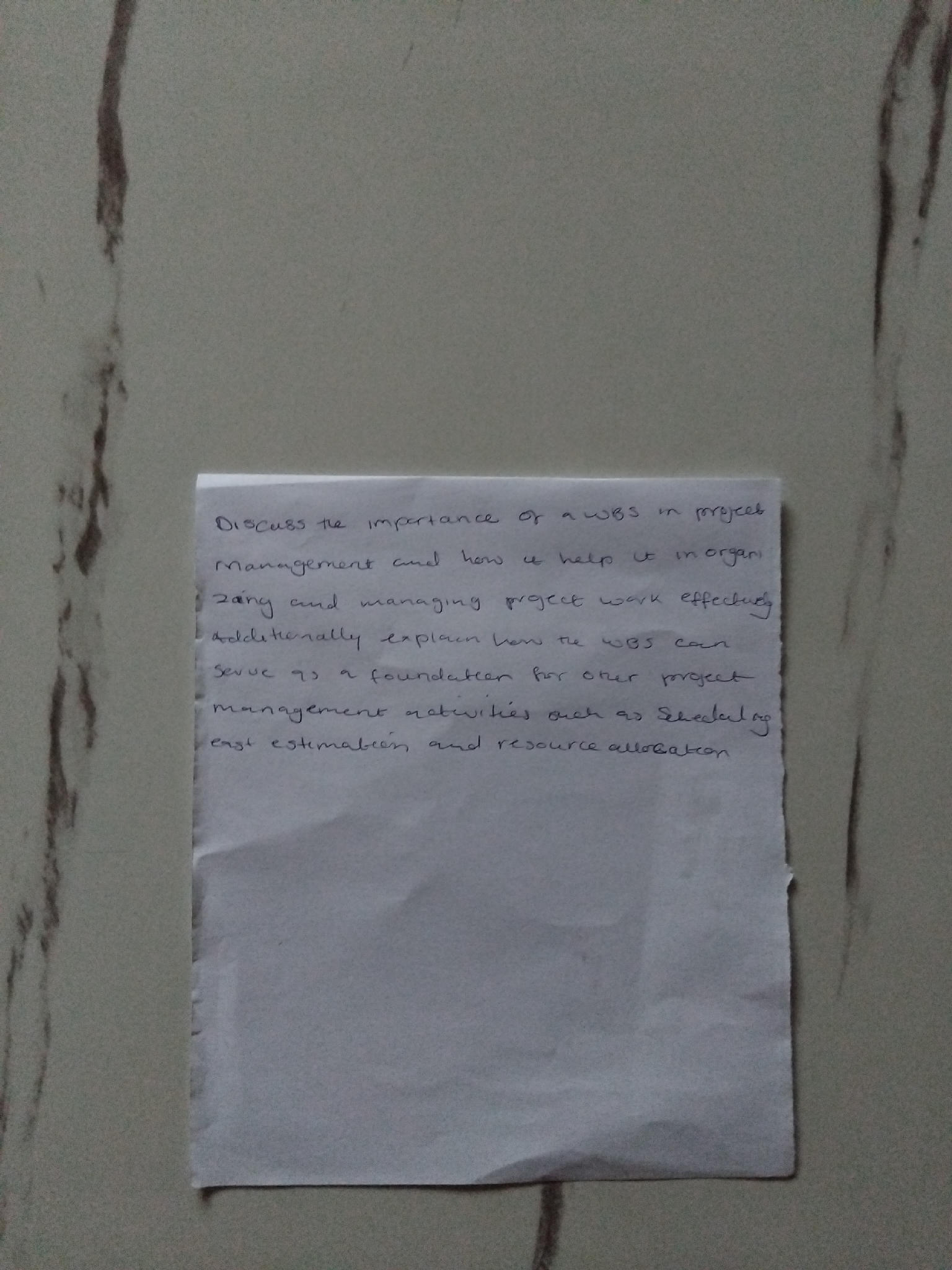 Discuss the importance of a WBS in project | StudyX