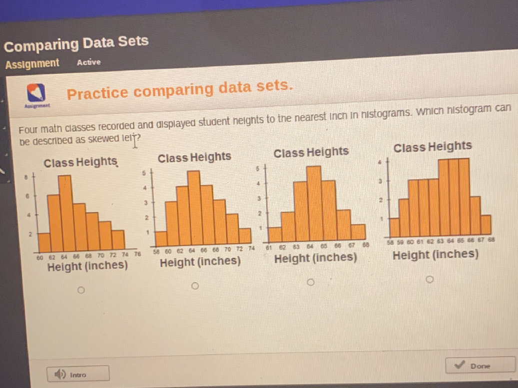 Practice comparing data sets. Four math | StudyX
