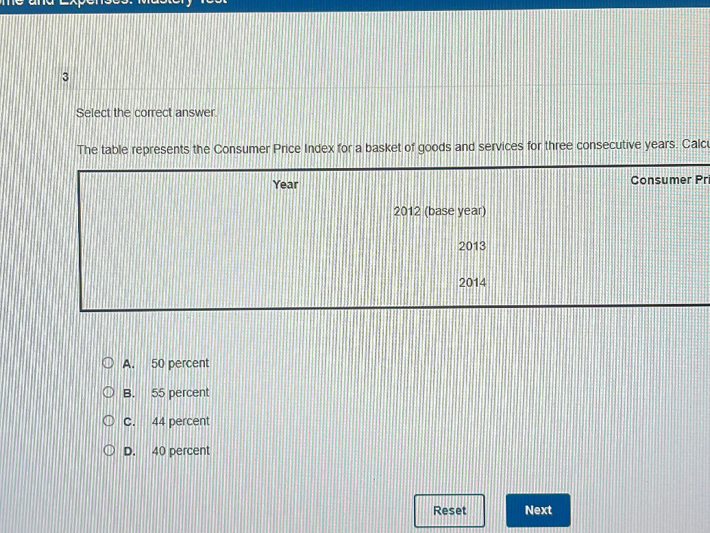 Select the correct answer. The table | StudyX