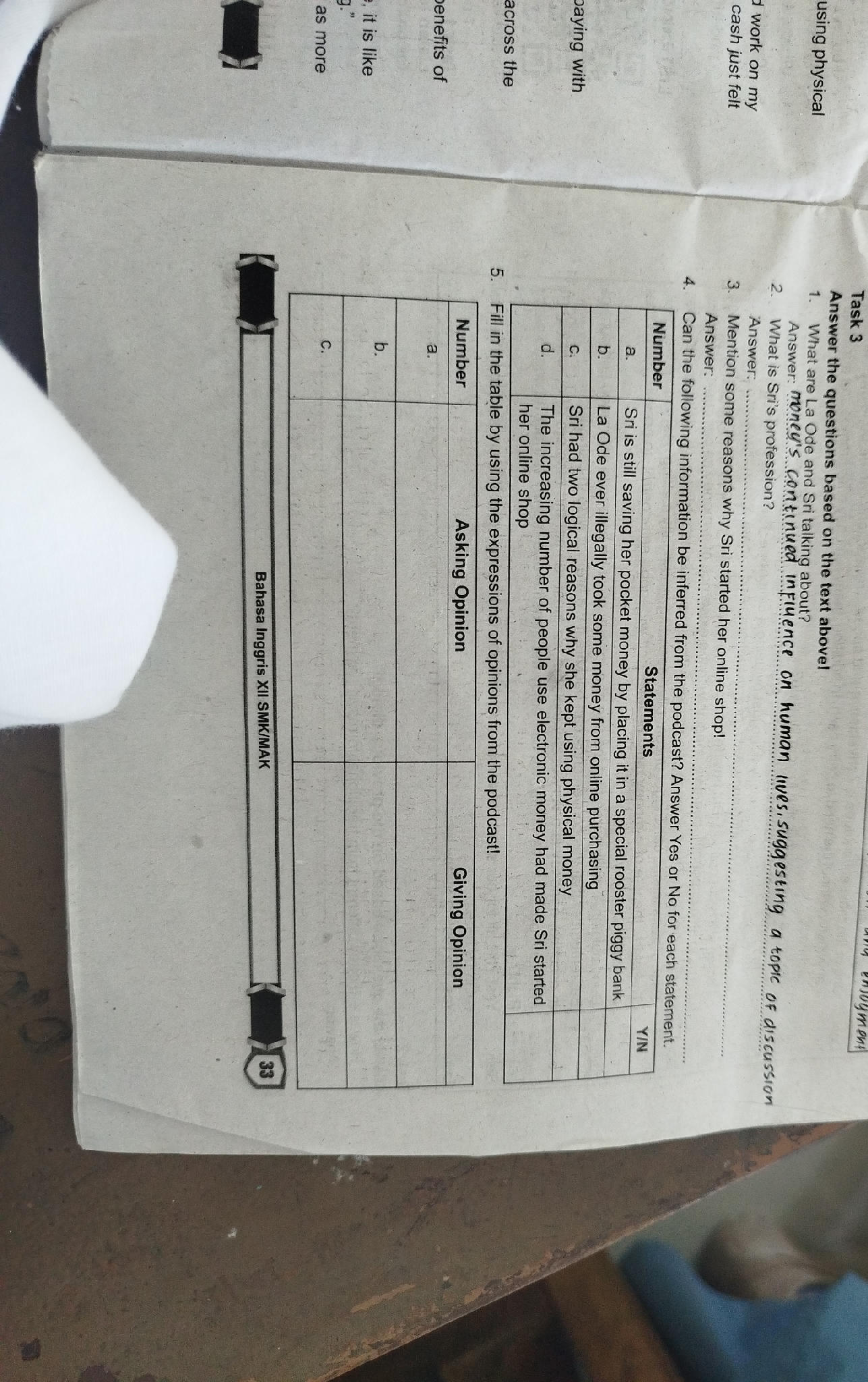 Task 3 Answer the questions based on the | StudyX
