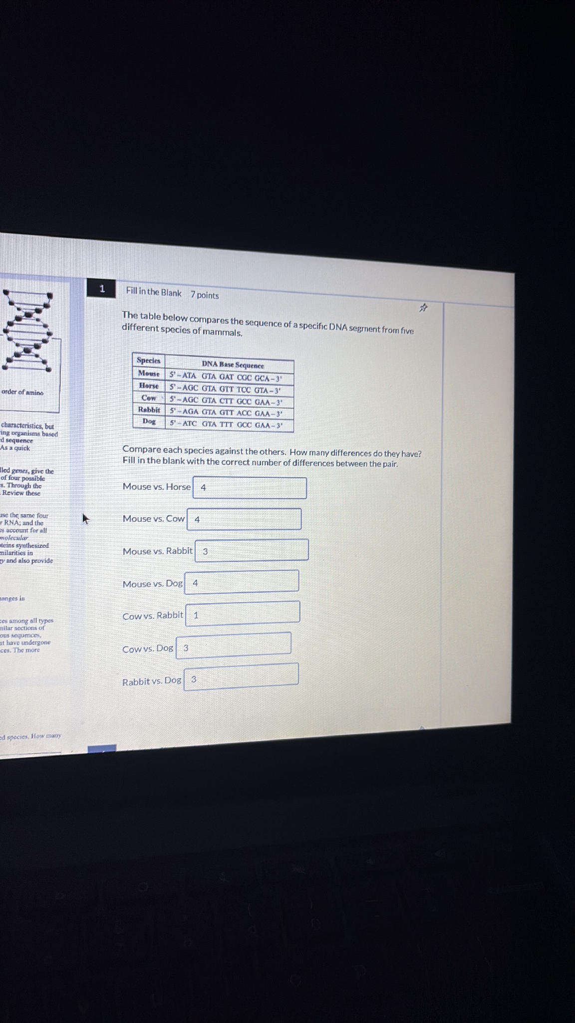 Fill in the Blank. 7 points The table below | StudyX