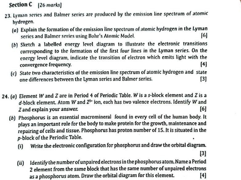 23. Lyman series and Balmer series are | StudyX