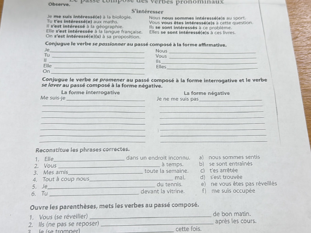 Observe. Le passé composé des verbes | StudyX