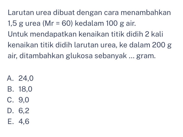 Larutan urea dibuat dengan cara menambahkan | StudyX