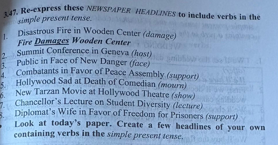 3.47. Re-express these NEWSPAPER HEADLINES | StudyX