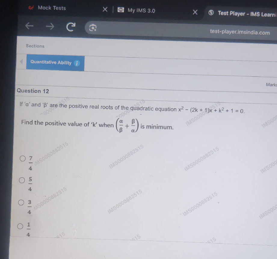 If 'α' and 'β' are the positive real roots | StudyX