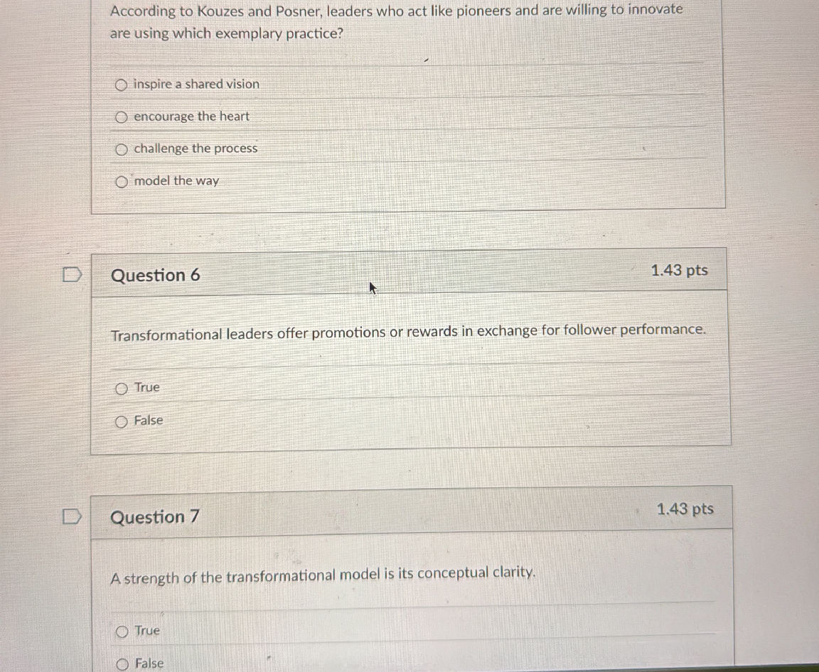 According to Kouzes and Posner, leaders who | StudyX