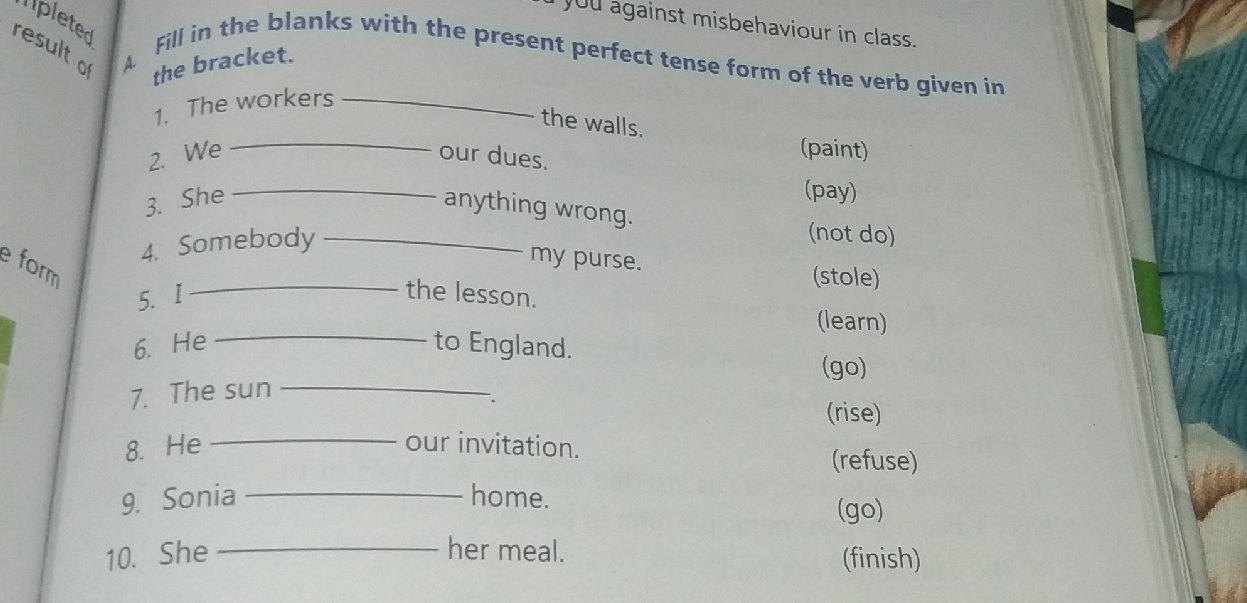 Fill in the blanks with the present perfect | StudyX