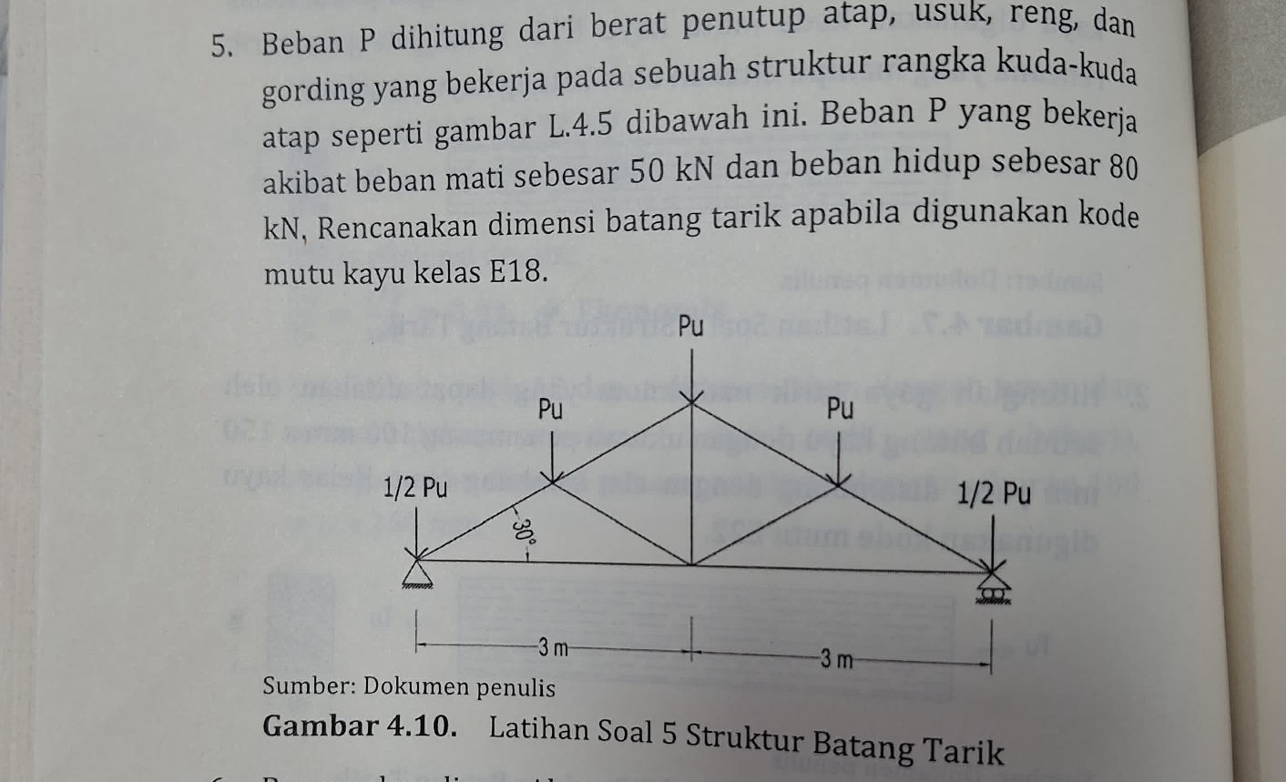 5. Beban P dihitung dari berat penutup atap, | StudyX