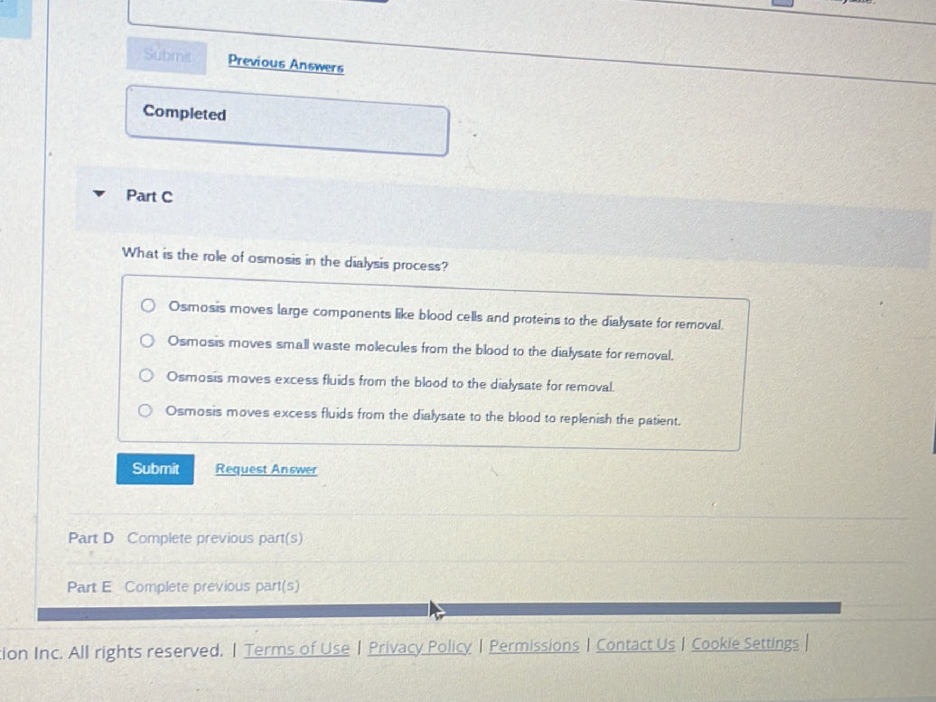 Part C What is the role of osmosis in the | StudyX