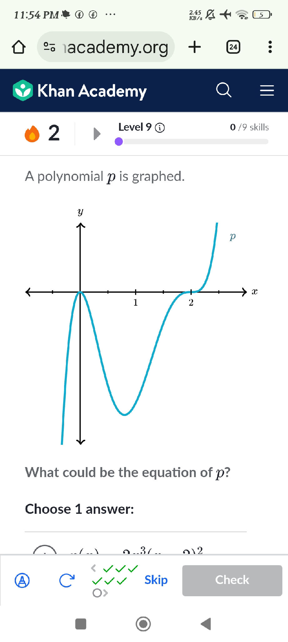 A polynomial $p$ is graphed. [Graph of the | StudyX