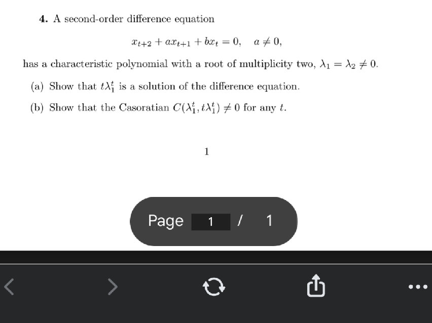 4. A second-order difference equation | StudyX