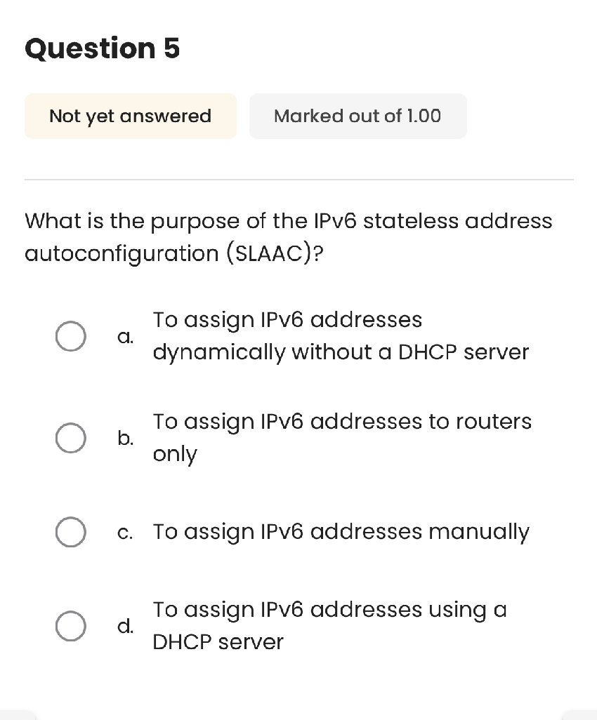 What is the purpose of the IPv6 stateless | StudyX