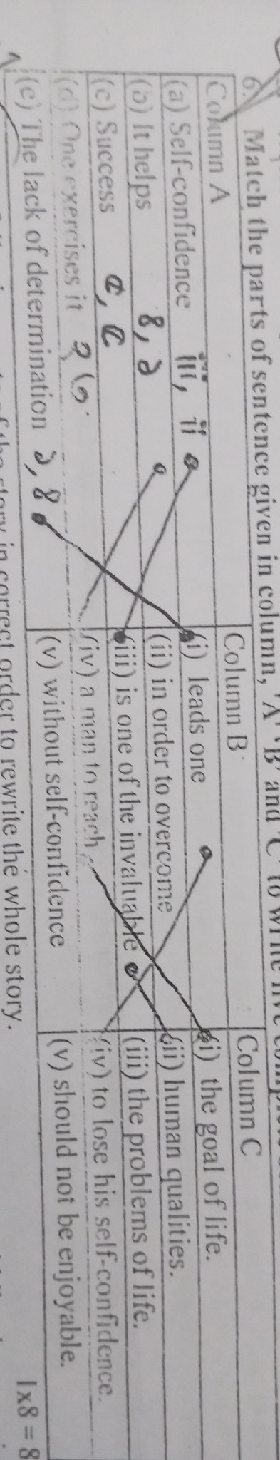 Match the parts of sentence given in column | StudyX