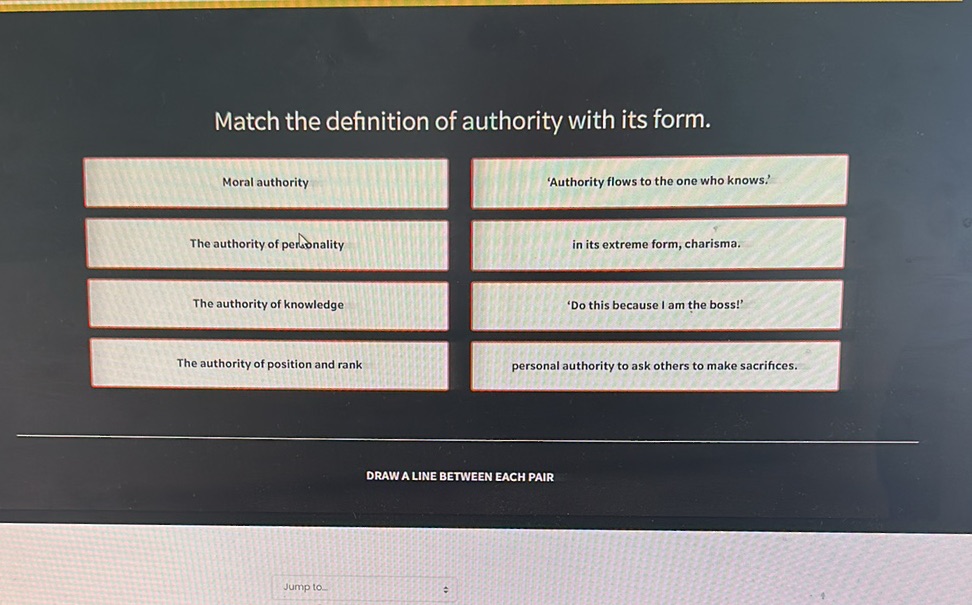 Match the definition of authority with its | StudyX