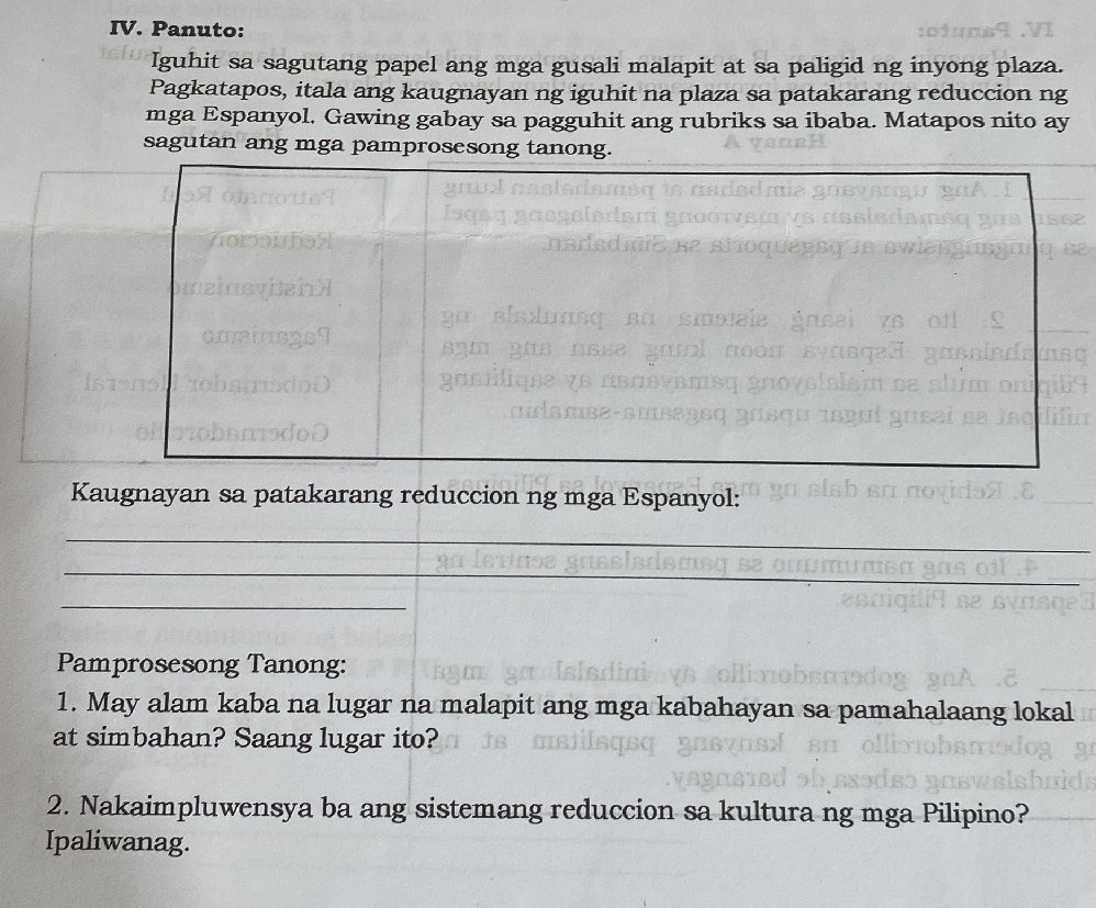 IV. Panuto: Iguhit sa sagutang papel ang mga | StudyX