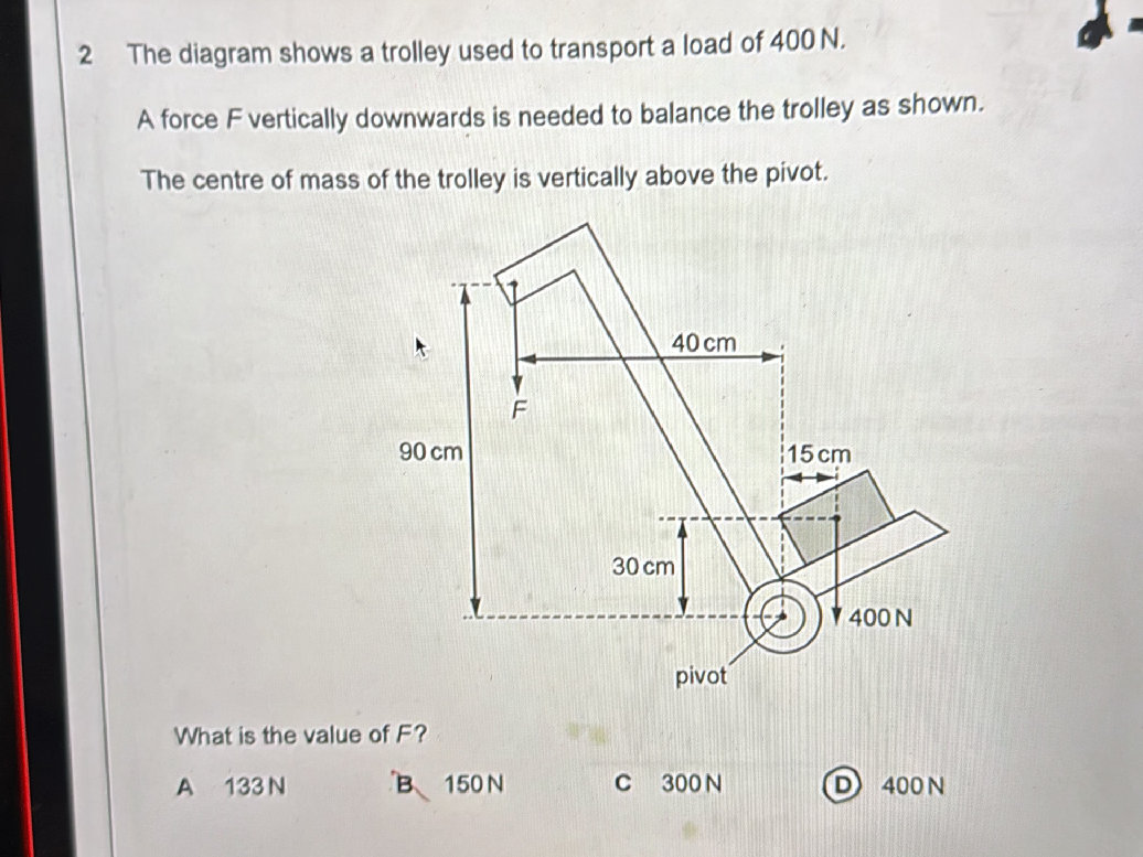 The diagram shows a trolley used to | StudyX