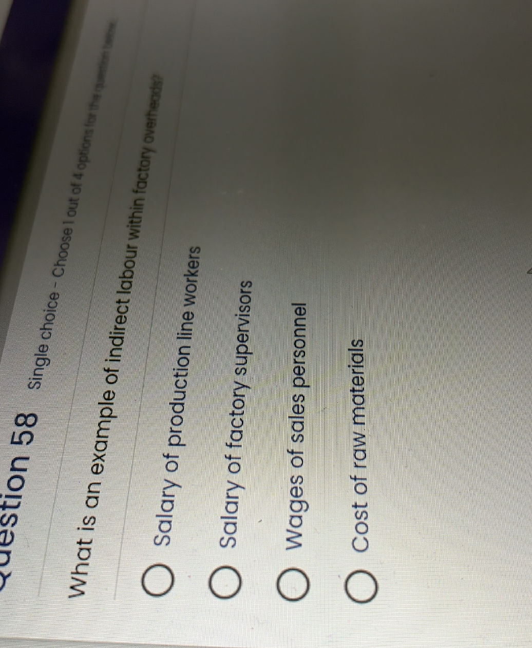 What is an example of indirect labour within | StudyX