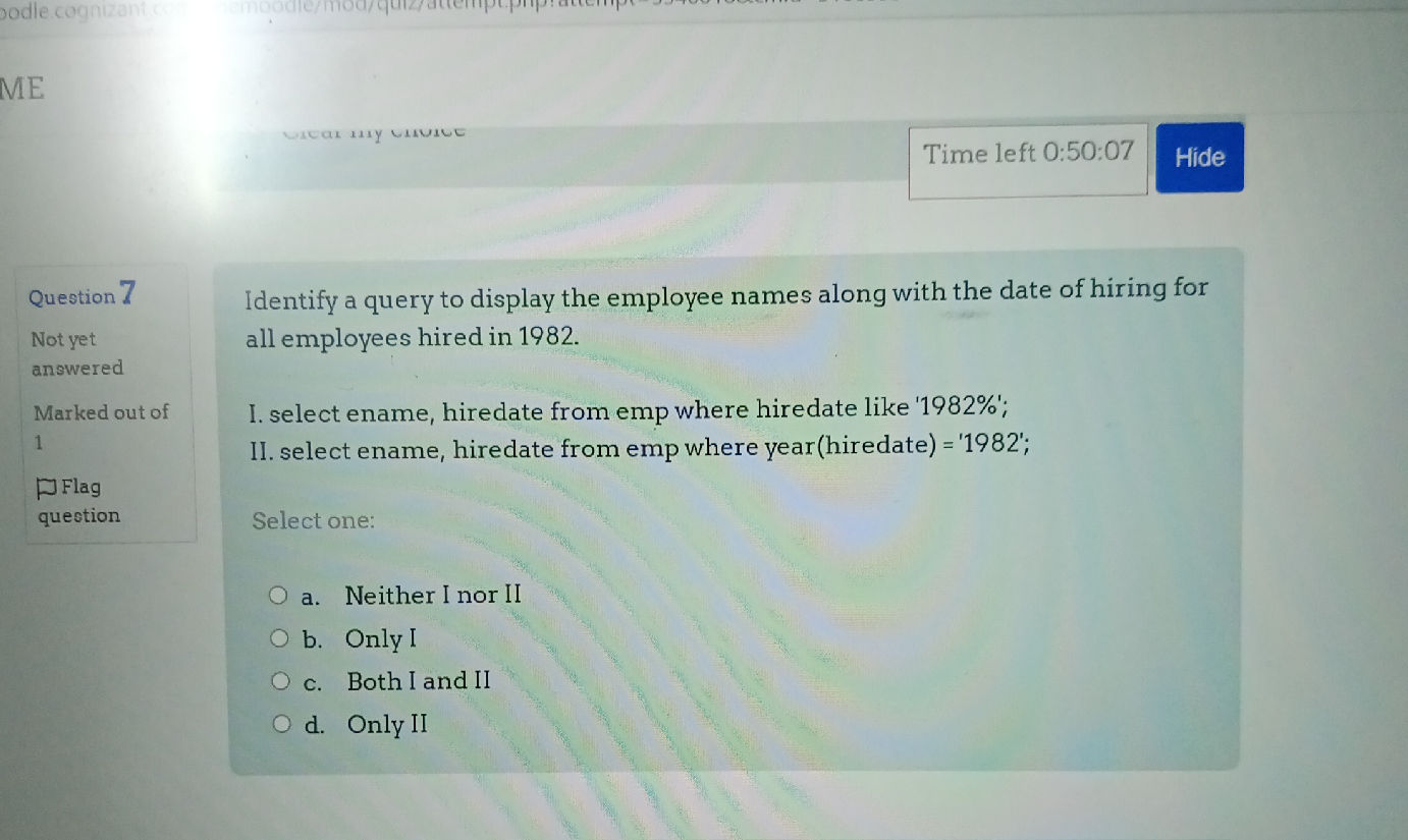 Identify a query to display the employee | StudyX