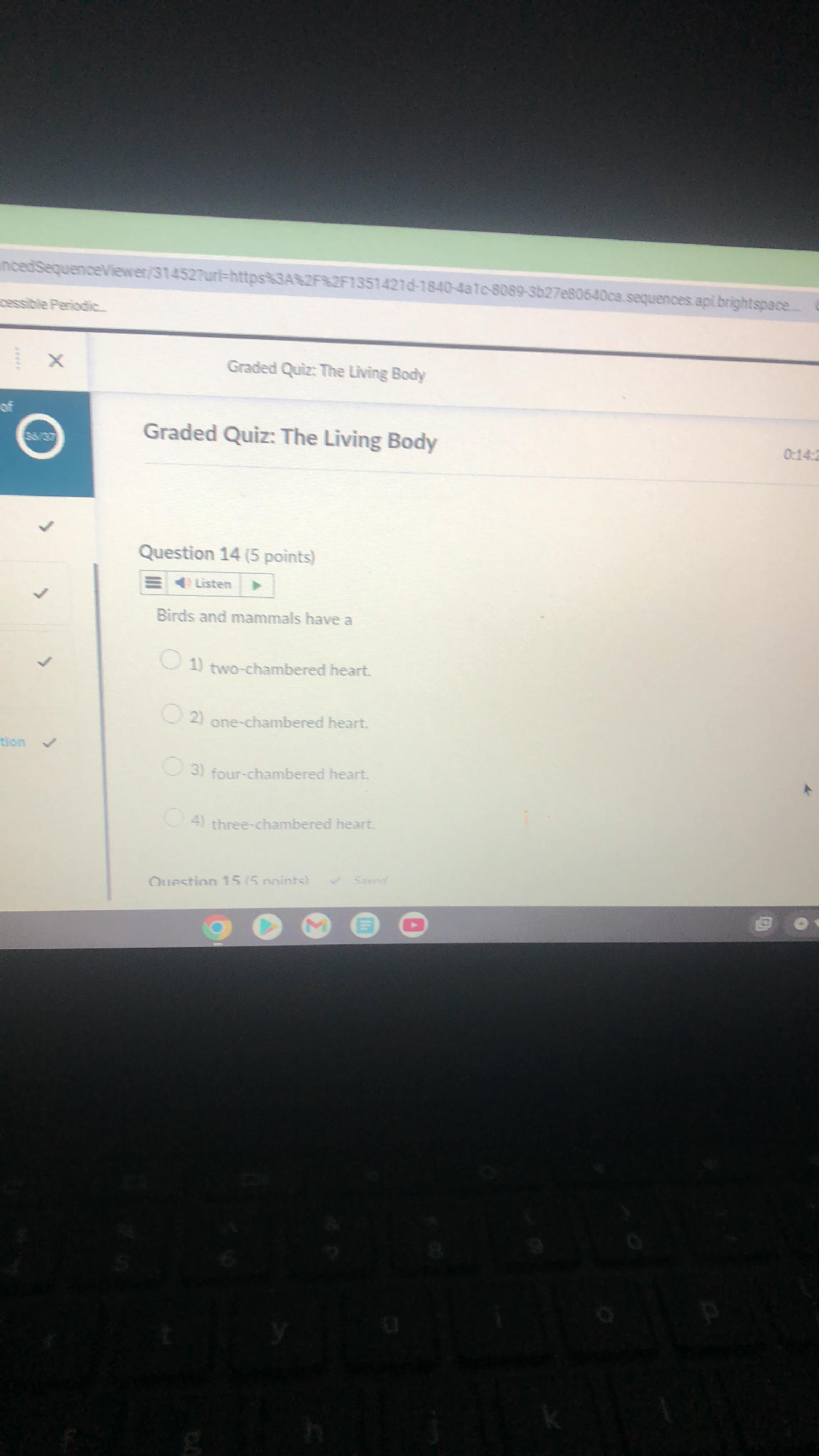 Question 14 (5 points) Birds and mammals | StudyX
