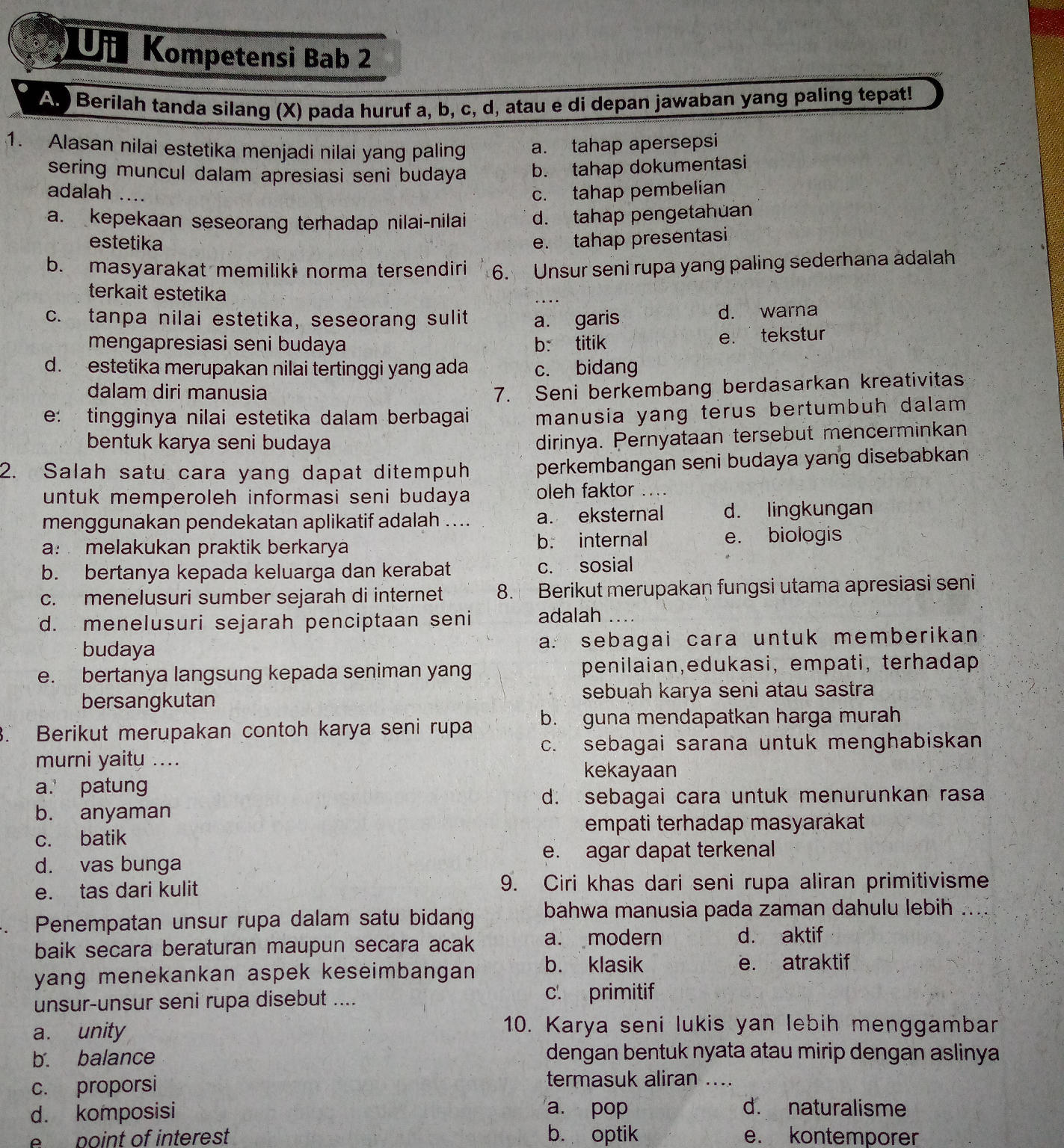 Berikut merupakan contoh karya seni rupa | StudyX