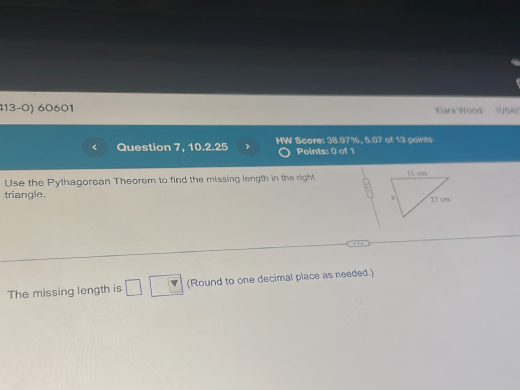 Use the Pythagorean Theorem to find the | StudyX