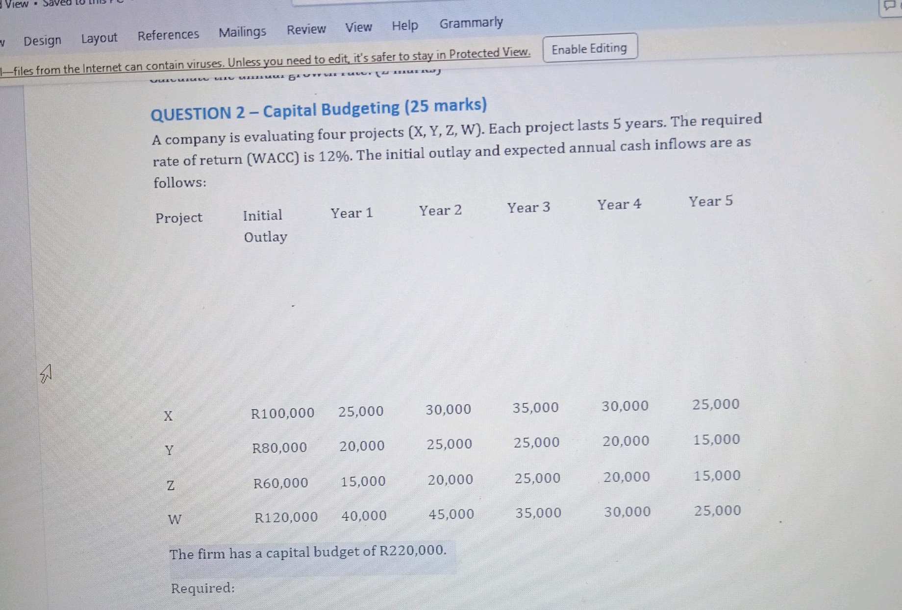 QUESTION 2 – Capital Budgeting (25 marks) A | StudyX