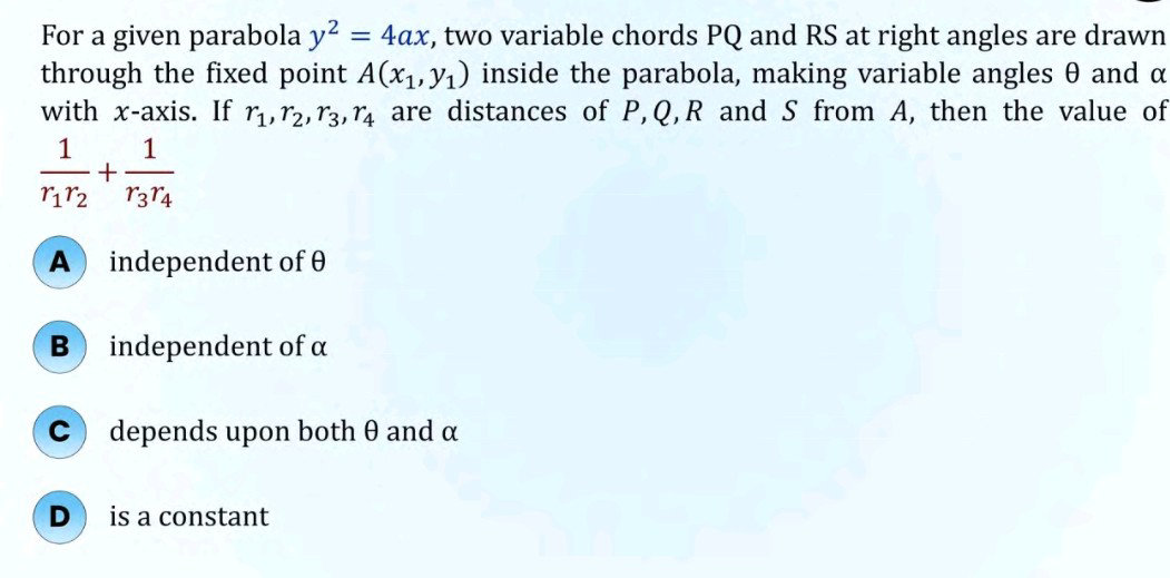 For a given parabola $y^2 = 4ax$, two | StudyX