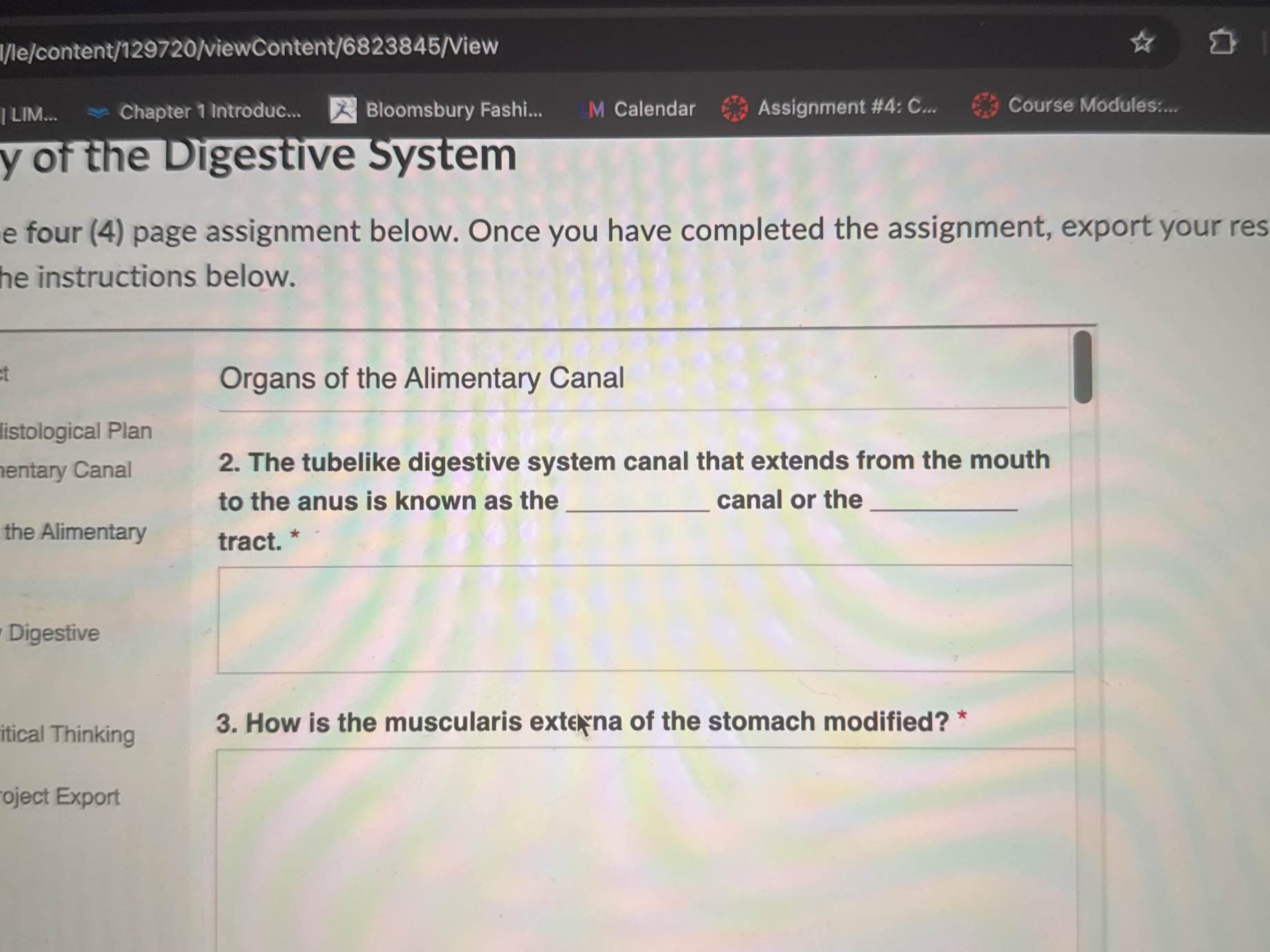 Organs of the Alimentary Canal 2. The | StudyX