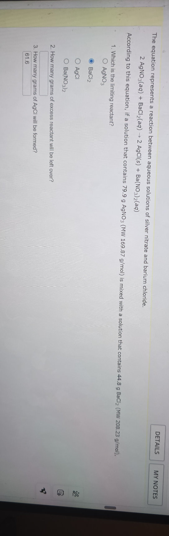 The equation represents a reaction between | StudyX